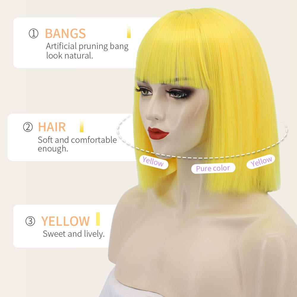 Vigorous Synthetic Bob Wig with Bangs Short Straight Wigs for Women ...