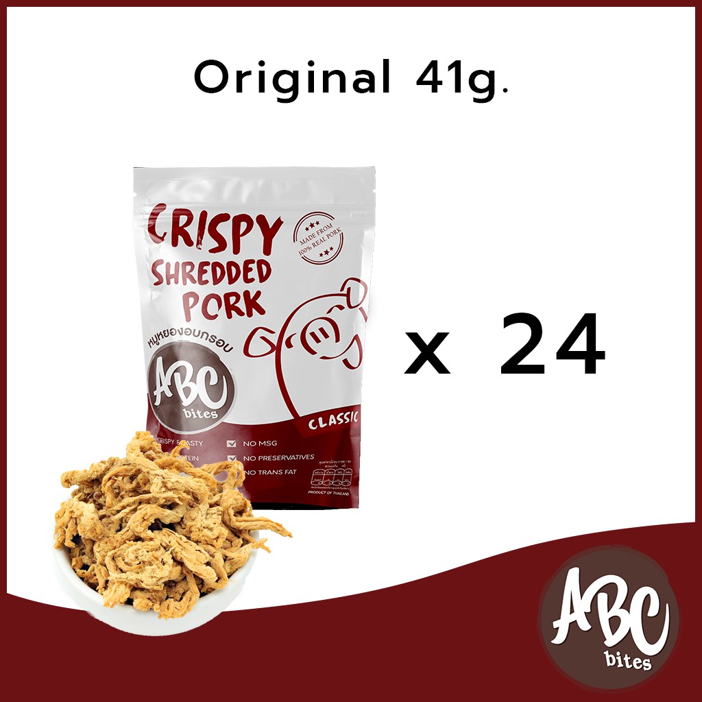 แพ็ค 24 ยกลัง ABC bites หมูหยองอบกรอบ - abcbites - ThaiPick