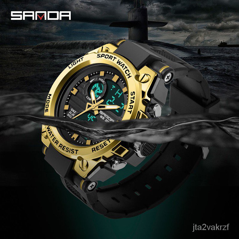 Sanda Military Waterproof Quartz LED Multi-function Luxury Fashion Men ...