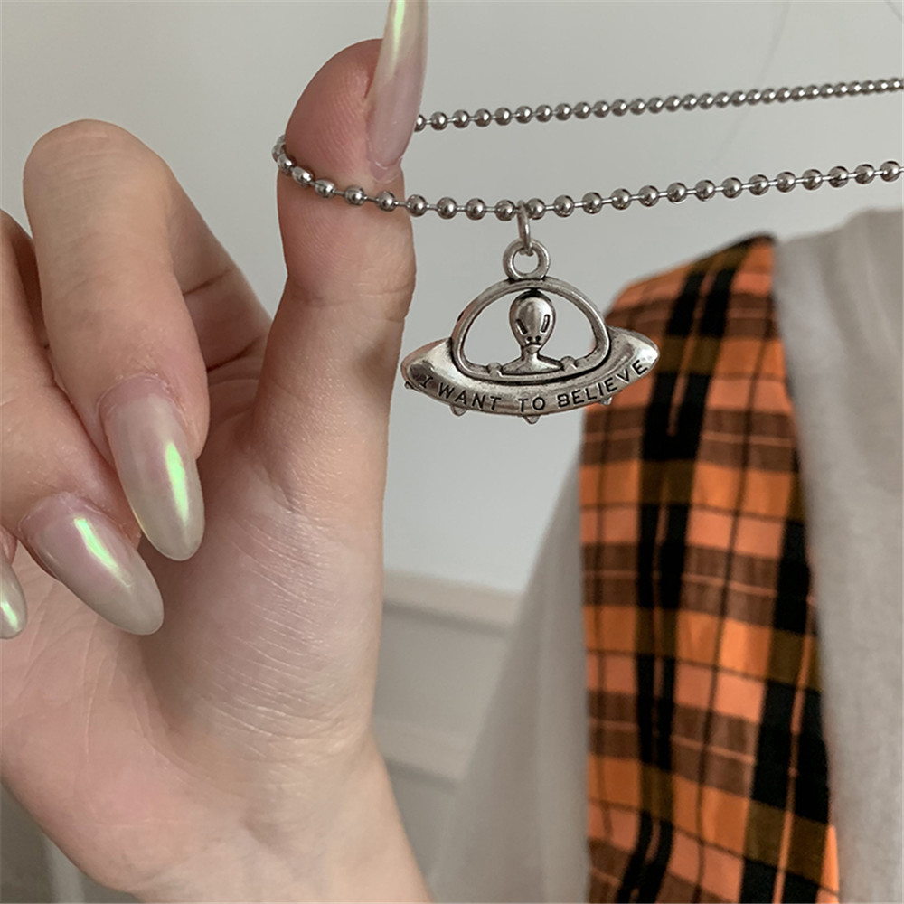 Fashion Necklace alien believe spaceship Pendants Women Men Colar Gift ...