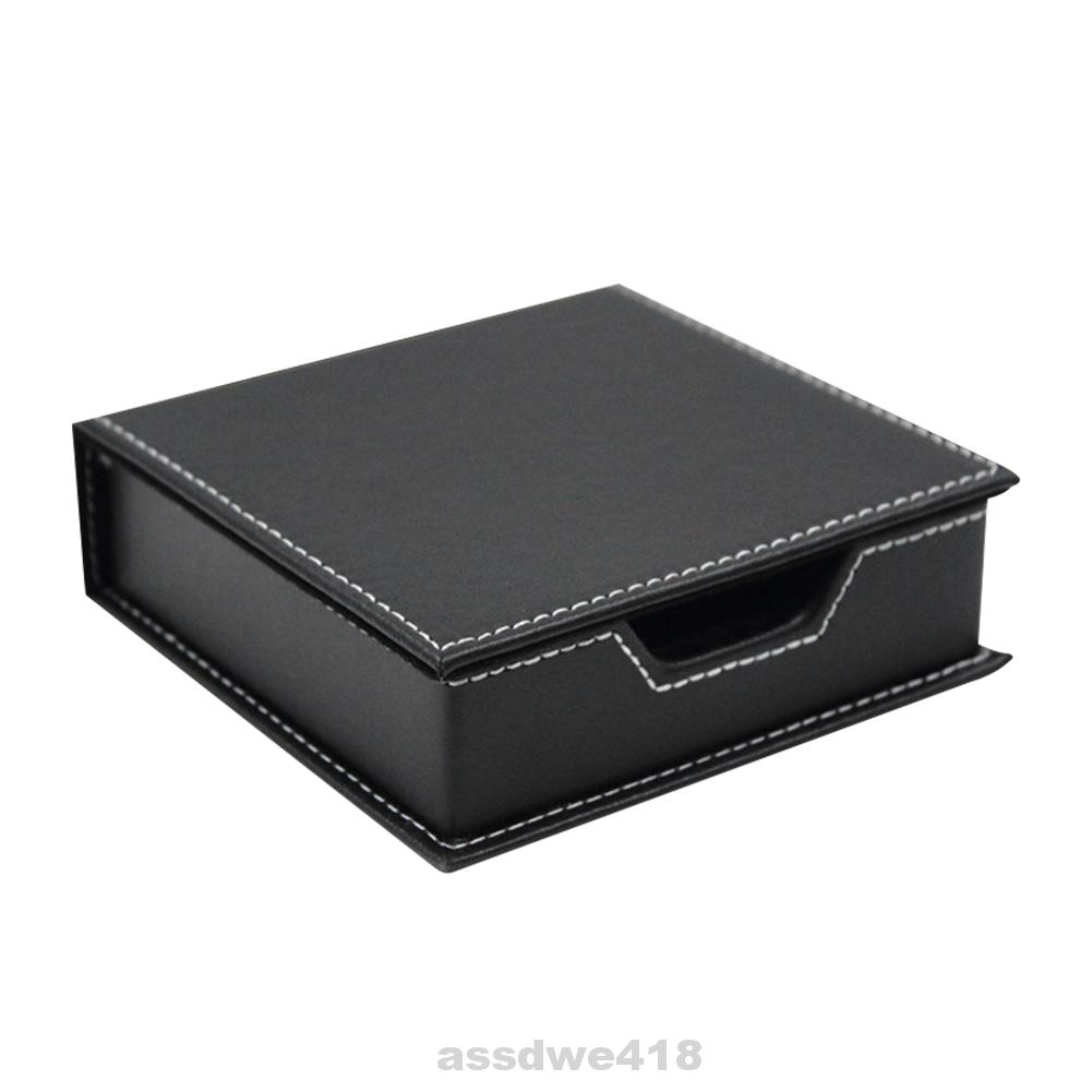 Card Storage PU Leather Office School Business Desktop Notes Box ...