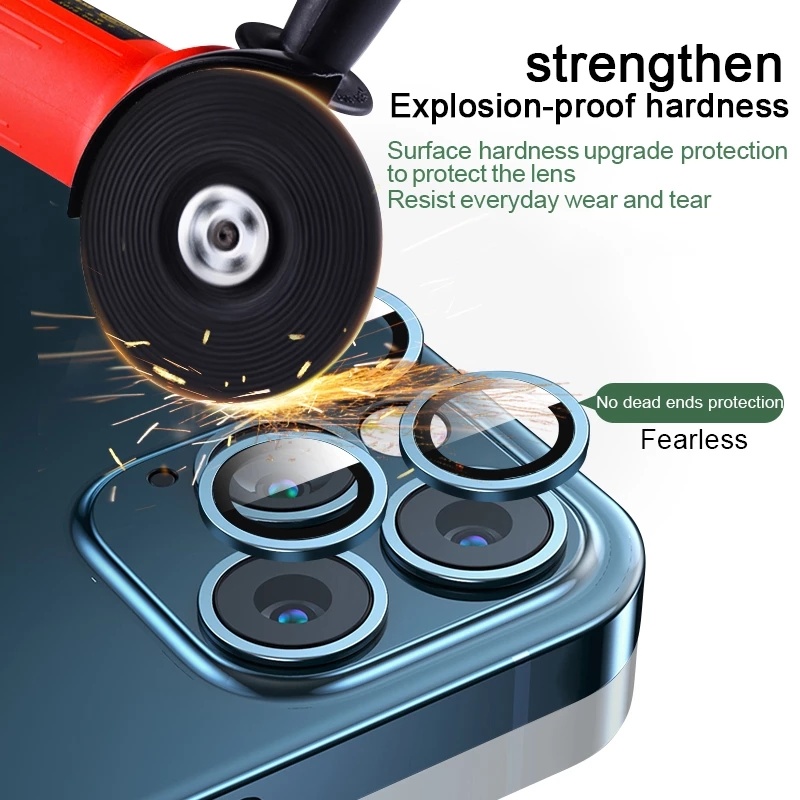 iPhone 12 Mini 11 Pro Max Metal Lens Protector Tempered Glass Full ...