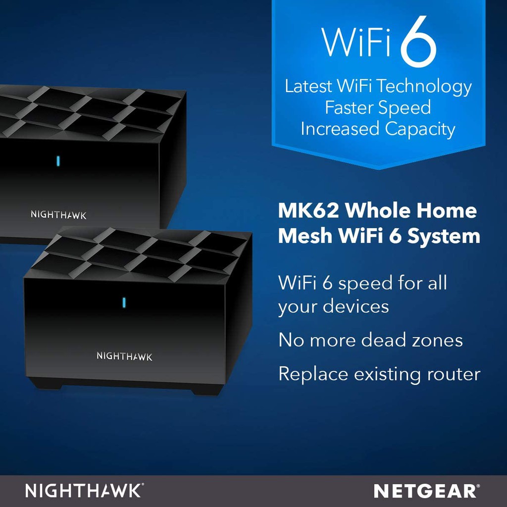 Netgear MK62 Nighthawk Dual-Band Mesh WiFi6 AX1800 1Router 1Satellite ...