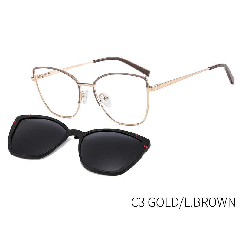 O-Q CLUB 2 In 1 Magnetic Clip On Polarized Glasses Myopia Optical Cat ...