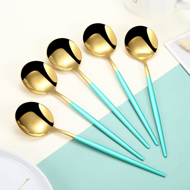 สินค้าใหม่ขายร้อน Spot shipping Nordic tableware ins ลมคู่ช้อนสแตนเลส ...