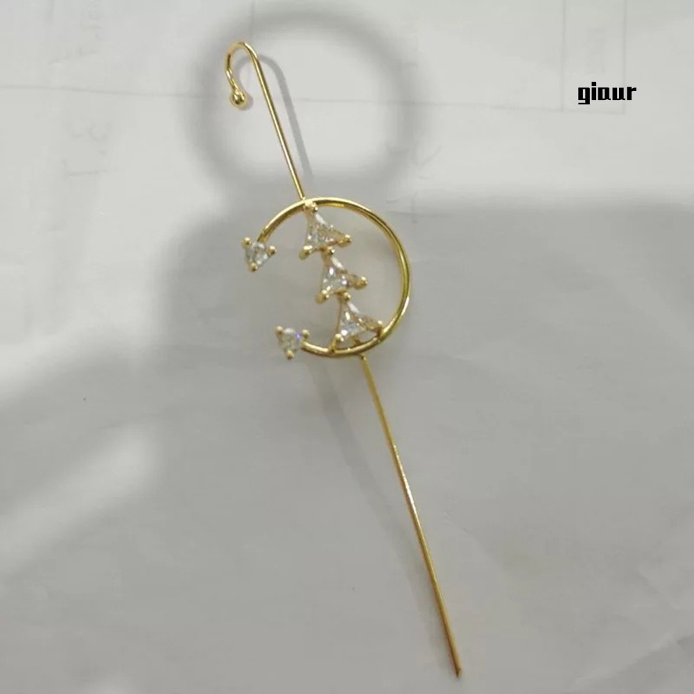 Giaur 1Pc Women Stylish Ear Wrap Hook Stud Surround Diagonal Inlaid ...