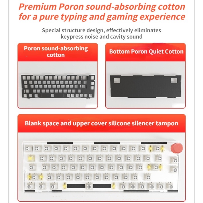 Mathew Tech MK66 Pro mechanical keyboard Kit hot-swappable 3-mode lubed ...