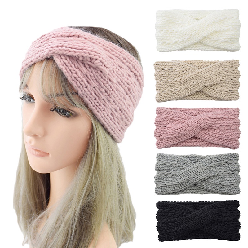 Wide Knitted Headband Bows Knotted Winter Women Turban Hair Accessories ...
