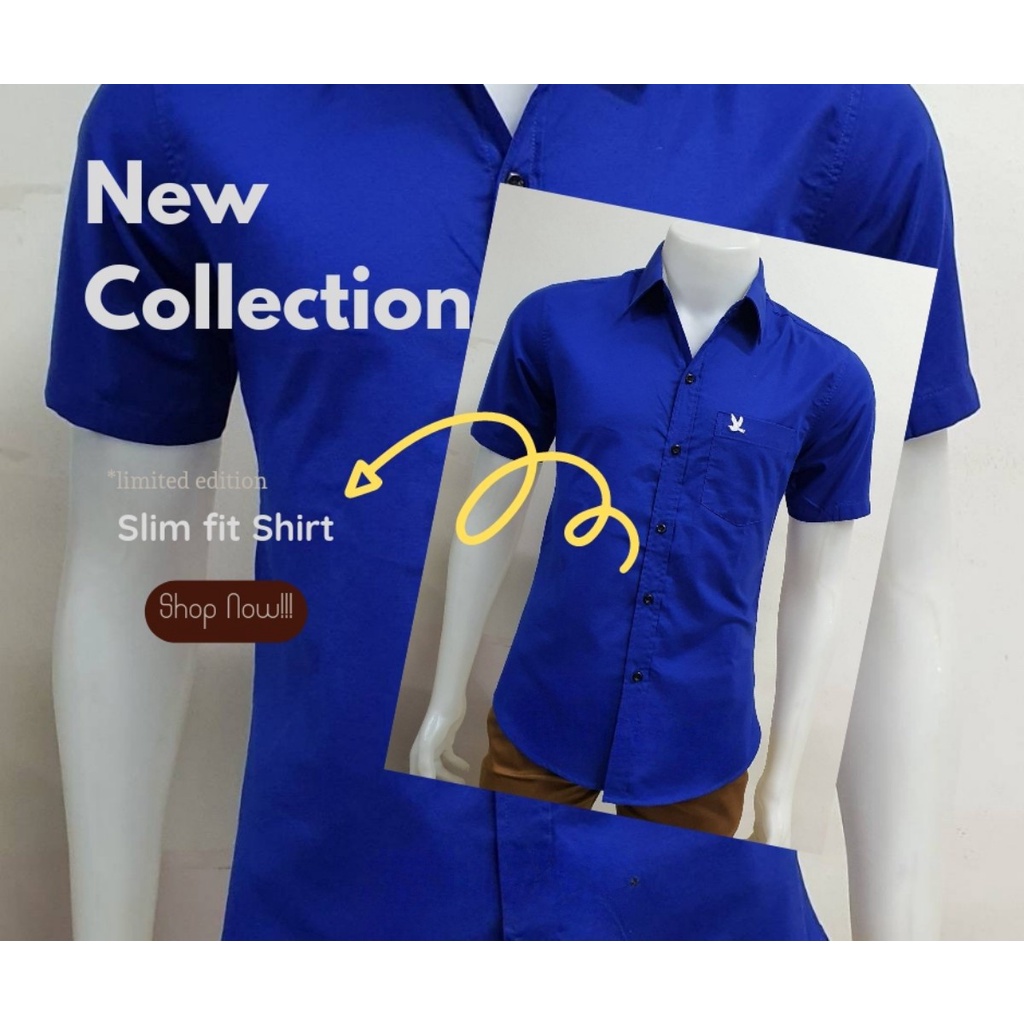 เสื้อเชิ้ตคอปกแขนสั้น สีน้ำเงินสด - kop.pop - ThaiPick