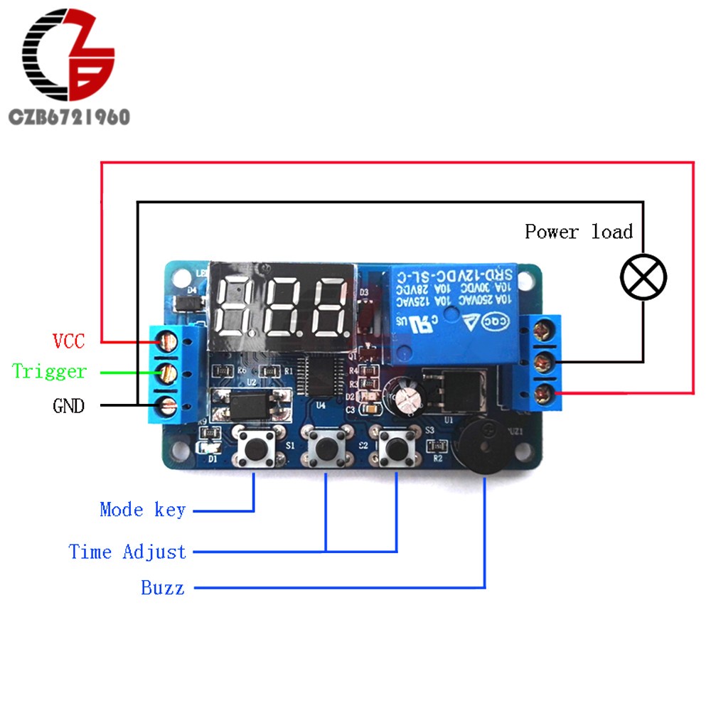 Digital LED Display Time Delay Relay Module Board DC 12V Control Timer Switch Trigger Cycle ...