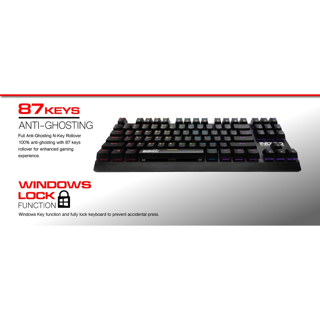 คีบอร์ดเกมมิ่ง RGB TKL KB-718 Indigo ขนาด 70 Mechanical Keyboard Blue ...