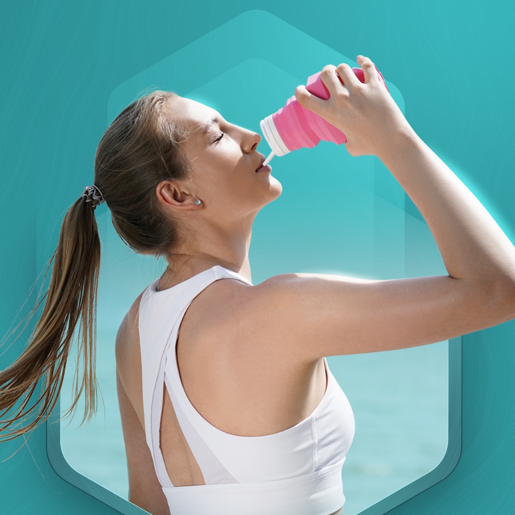 (IN STOCK) Round Folding Water Cup Silicone Water Bottle Large Capacity ...