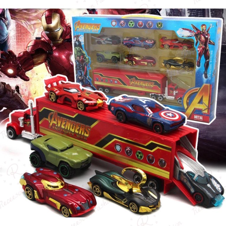 (Starting)Marvel Avengers Racing Set Alloy Vehicle Model Kids Superhero ...