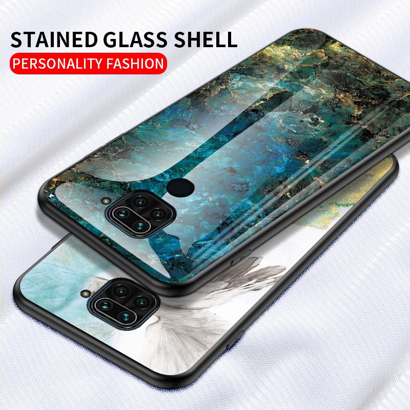 เคสโ Xiaomi Redmi Note 9 Hard Glass Phone glass marble case cover ...