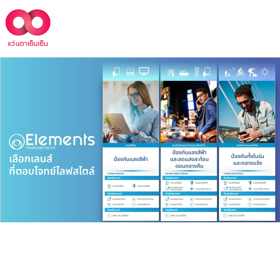 เลนส์บลูบล็อค Essilor Elements กรองแสงสีฟ้าจากหน้าจอมือถือ คอมพิวเตอร์ ...