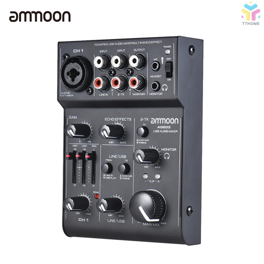 ammoon AM-6R 8-Channel Digital Audio Mixer Mixing Console Built-in 48V ...