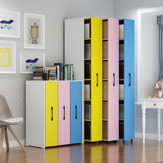 Removable Bookcase with Wheels Hidden Drawer Bookcase Rack Dust-Proof ...