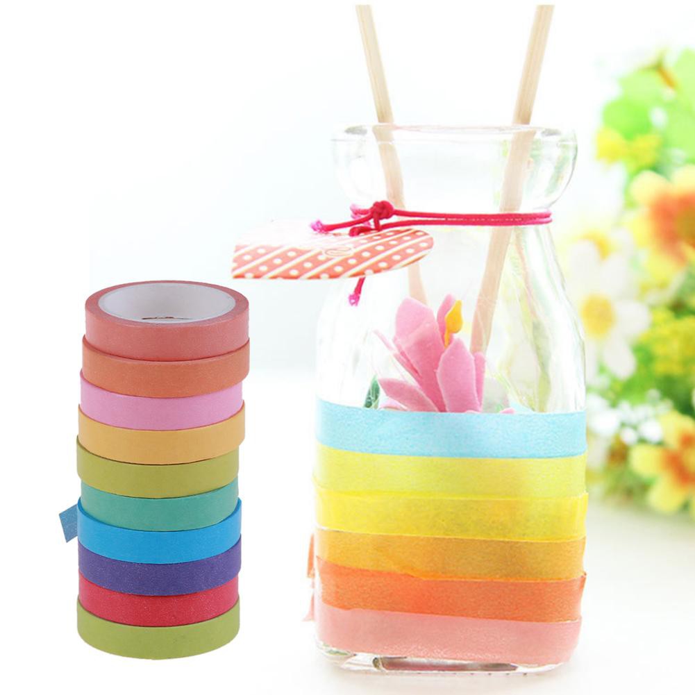ACT 10pcs Colorful Paper Tape Adhesive Sticker Writable DIY ...