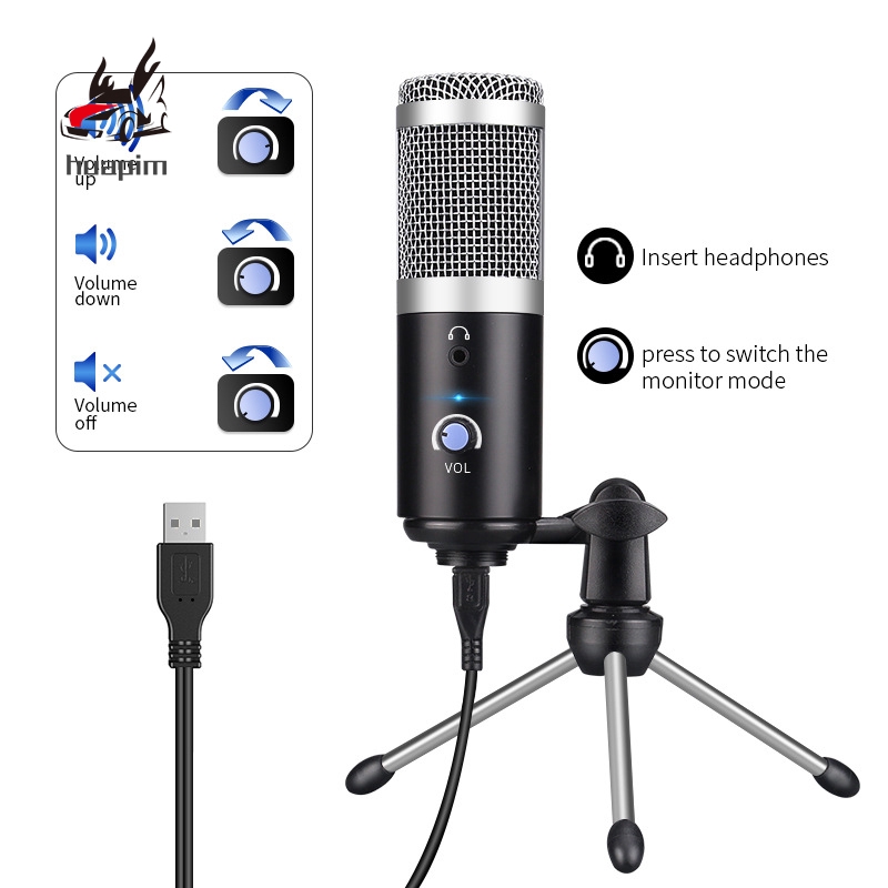 HP Condenser Microphone USB Computer Microphone for Podcast Recording ...