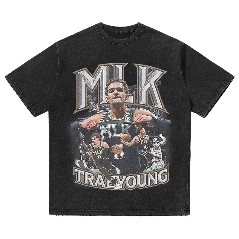 Mashoo เสื้อยืดแขนสั้น พิมพ์ลาย NBA Star สไตล์อเมริกันย้อนยุค สําหรับ ...