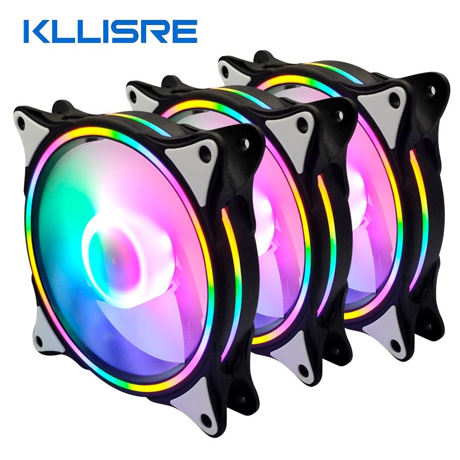Kllisre LED Case Fan 120mm Fans Silent Sleeve Bearing 4pin Desktop PC ...