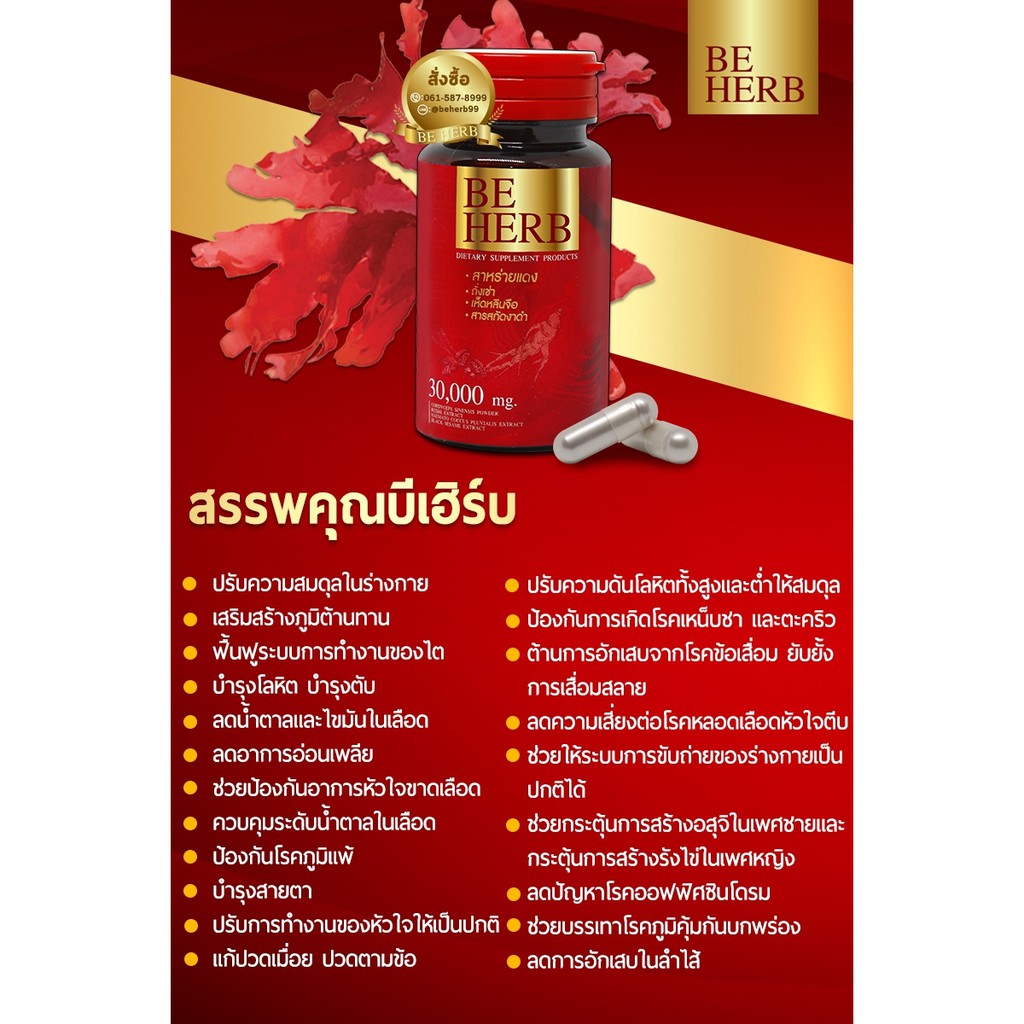 สาหร่ายแดงบีเฮิร์บ beherb 10 กระปุก(จัดส่งฟรีเก็บเงินปลายทาง) - pikkaju99 - ThaiPick