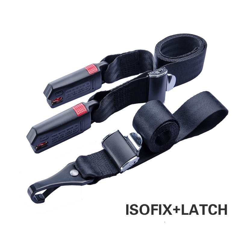 Child safety seat ISOFIX interface connection with latch adjusting and ...