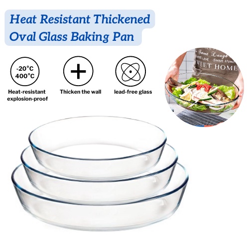 Multipurpose Heat Resistant Thickened Oval Glass Baking Pan Thickened ...