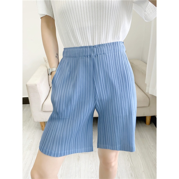 GVUW 2022 Summer New Straight Loose Elastic Waist Pleated Shorts For ...