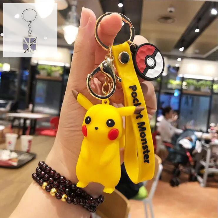 Cute Pikachu Girl Keychain Cartoon Doll Dinosaur School Bag Pendant Ins ...