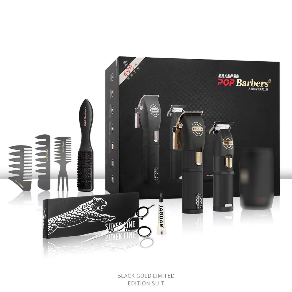 Pop Barbers Hair Trimmer Clippers Black Gold Set Professional Electric ...
