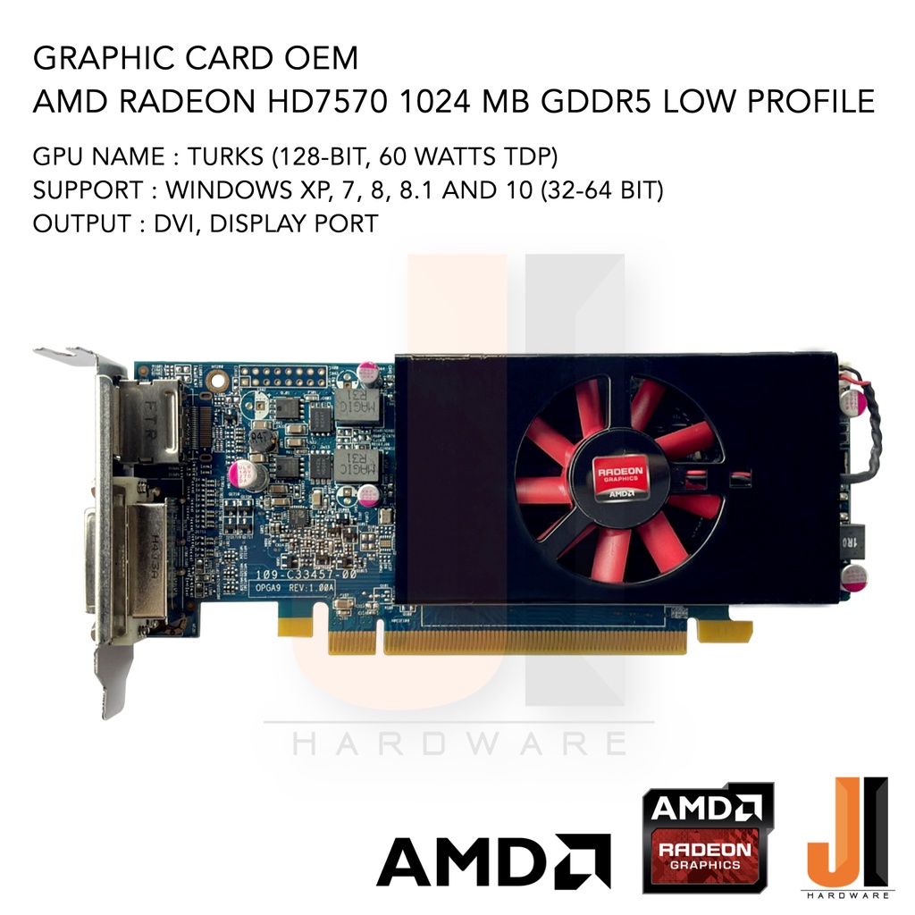 Graphic Card AMD Radeon HD7570 1024MB 128-Bit GDDR5 OEM DVI+DP Low ...
