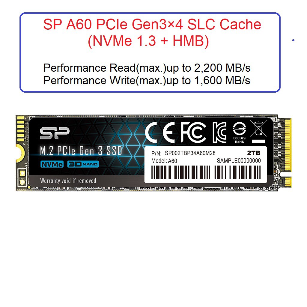 SSD SP A80 Super-fast PCIe NVMe Gen3x4 P34A80 256GB, 512GB และ 1TB 2TB ...