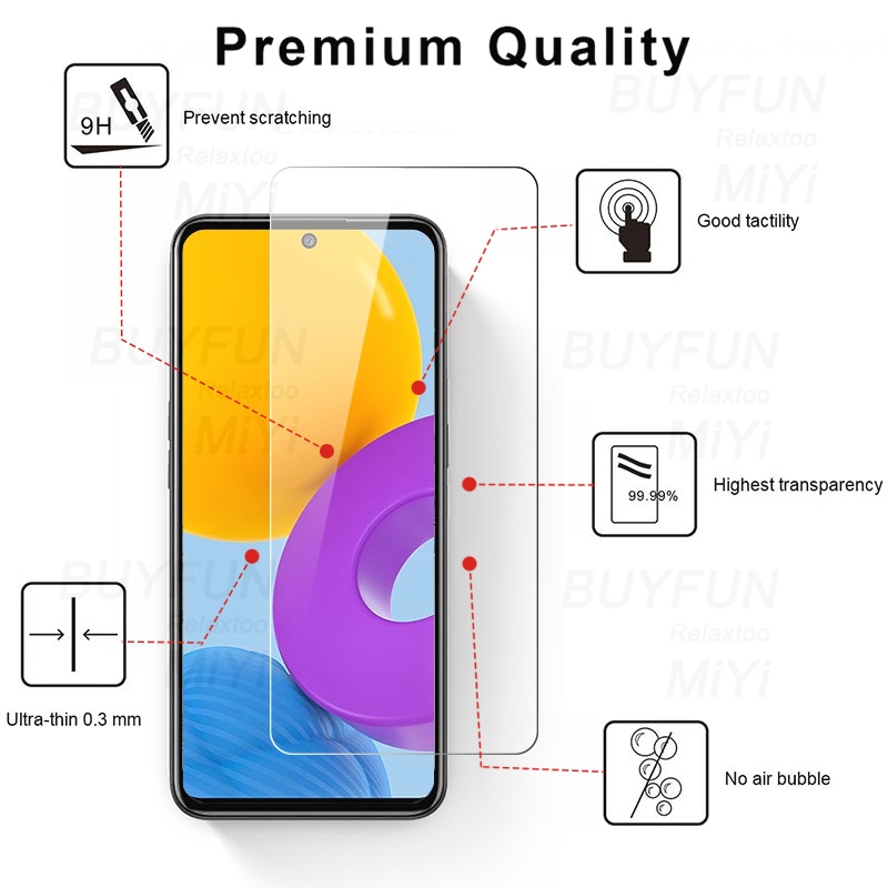 3In1 ฟิล์มกระจกนิรภัยกันรอยหน้าจอสําหรับ Samsung Galaxy M52 M32 M62 A02 A12 A22 A32 A42 A52 S ...