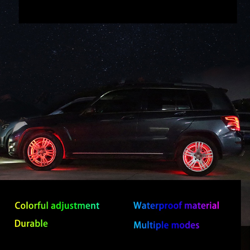 4pcs Car Hub Lamp Rgb Kit Waterproof Led Strip Light Appremote Control ...