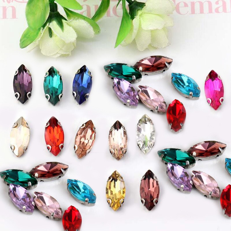 Hand-Sewn Rhinestone with Hole 50 Horse-Eye Glass Claw Crystal ...