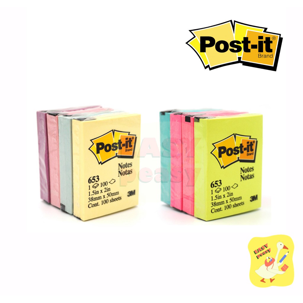 Post it note 3M No.653 ขนาดเล็ก 1.5 x 2 นิ้ว กระดาษโน้ต มีกาวในตัว โพ ...