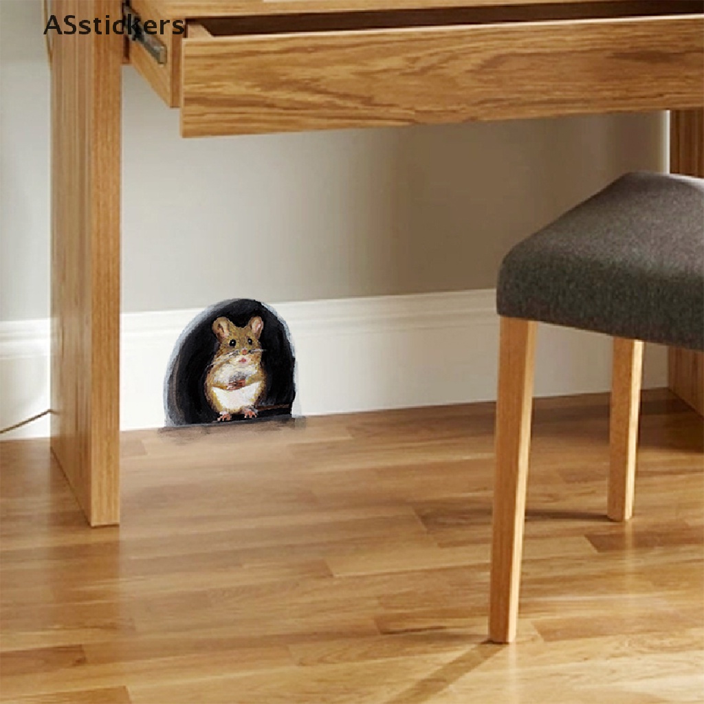 ASstickers 5PCSlot Realistic Mouse Wall Sticker Mouse In A Hole Sticker ...