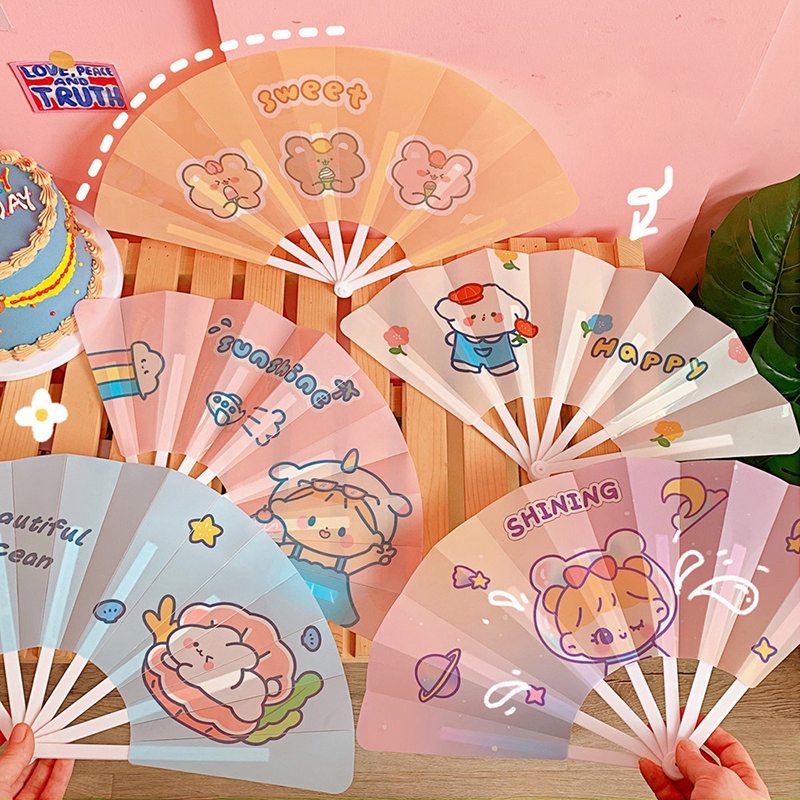 Cartoon Folding Fan Cute Small Folding Fans Portable Mini Korean ...