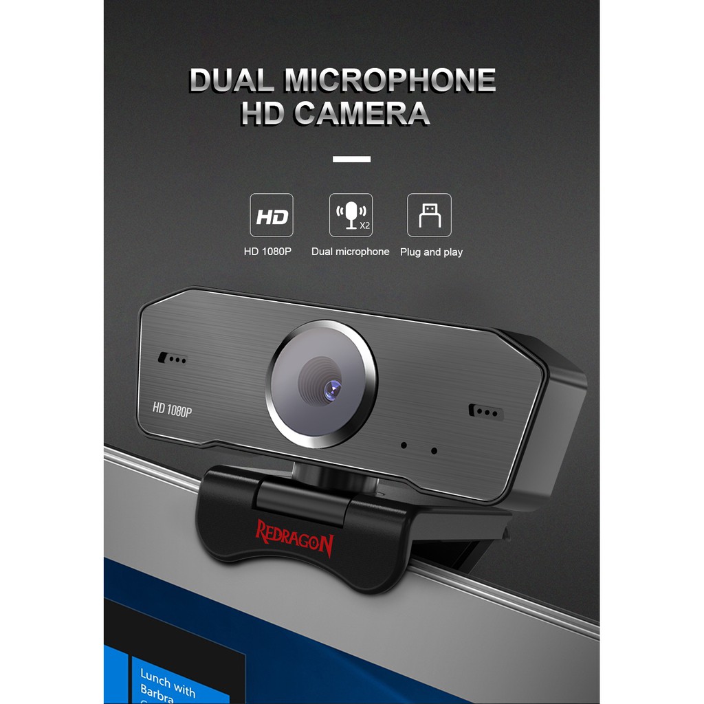 เว็บแคม：REDRAGON GW800 HITMAN USB HD Webcam Builtin Microhone Smart ...