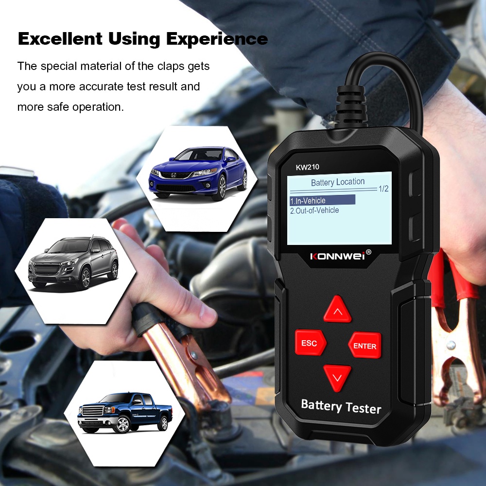 KONNWEI Battery Tester Car 12v Testing KW210 Charging Cranking Auto ...