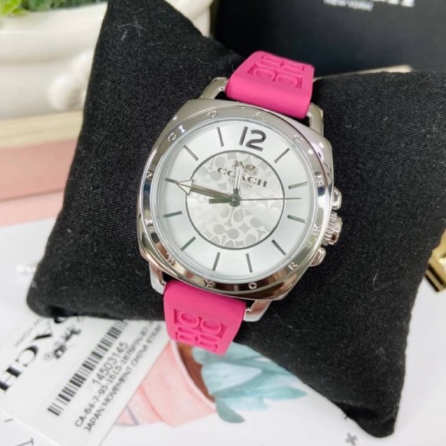 (ผ่อน0%) นาฬิกา COACH BOYFRIEND WOMEN'S QUARTZ WATCH 14503145 สายยาง สี ...