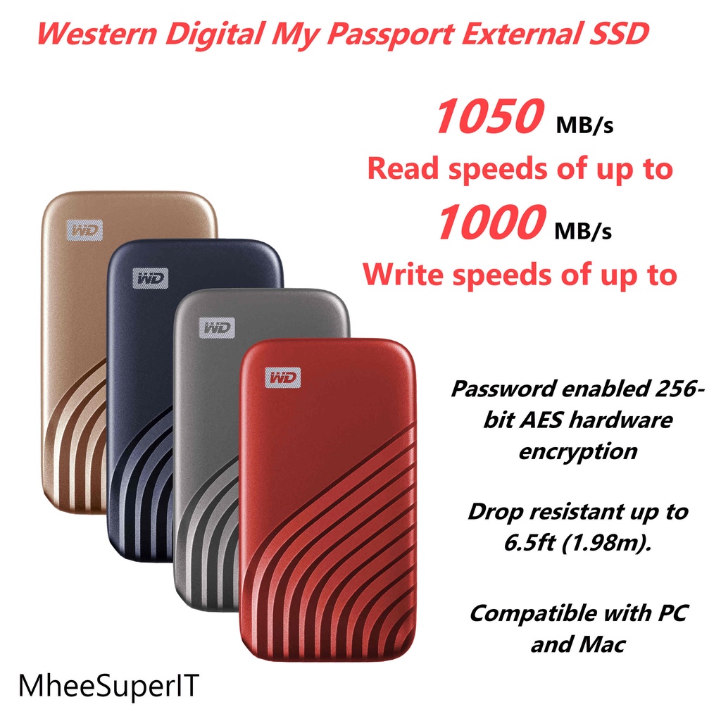 Western Digital My Passport Ext. SSD 2TB (ฮาร์ดดิสก์แบบพกพา) USB 3.2 Gen-2 (ประกันศูนย์ synnex 5 ...