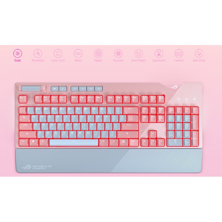 KEYBOARD (คีย์บอร์ด) ASUS ROG STRIX FLARE PINK LTD (CHERRY MX RGB BLUE ...