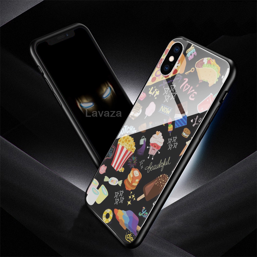เคสกระจกนิรภัย ลายการ์ตูนเฟรนช์ฟรายส์ เบอร์เกอร์ 101F สําหรับ OPPO A3s ...
