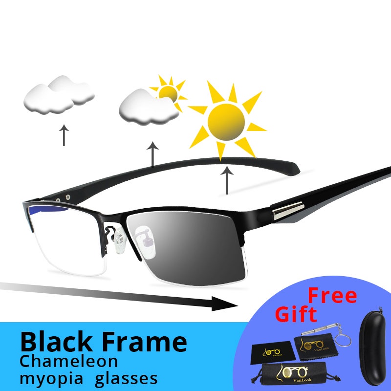 Myopia Men39s Computer Glasses Photochromic Sunglasses Chameleon Anti ...