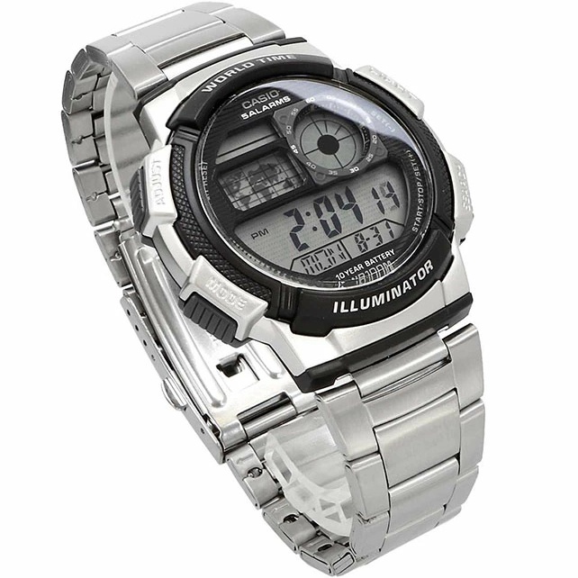 Casio แบตเตอรี่ 10 ปี นาฬิกาข้อมือผู้ชาย สายสแตนเลส รุ่น AE-1000WD-1A ...