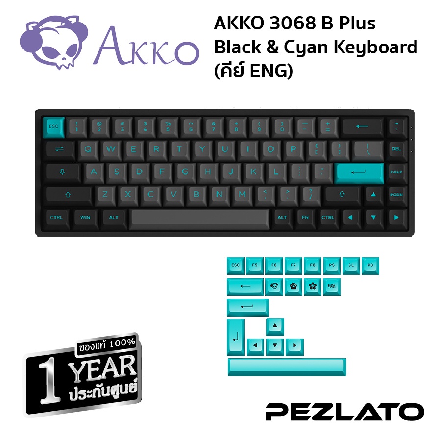 AKKO 3068B Plus Black Cyan Keyboard (คีย์ ENG) - ukcm7v0le4 - ThaiPick