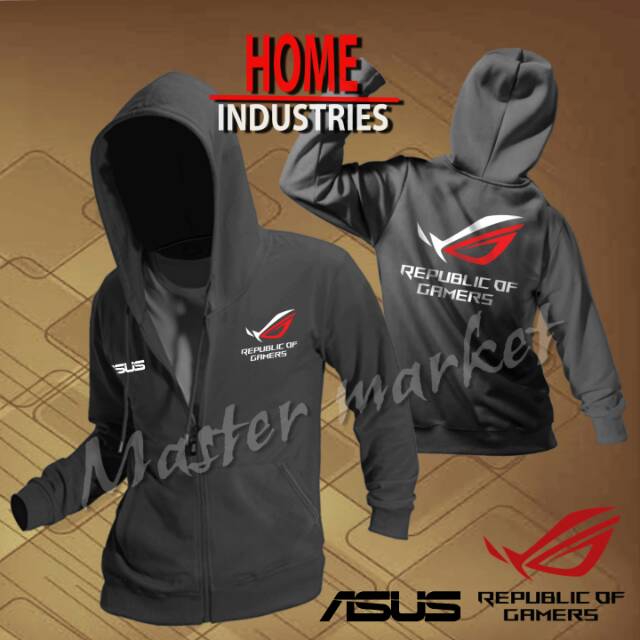 Azus Rog Republick Of Gamer S. เสื้อแจ็คเก็ตเสื้อกันหนาวมีหมวกมีซิป ...