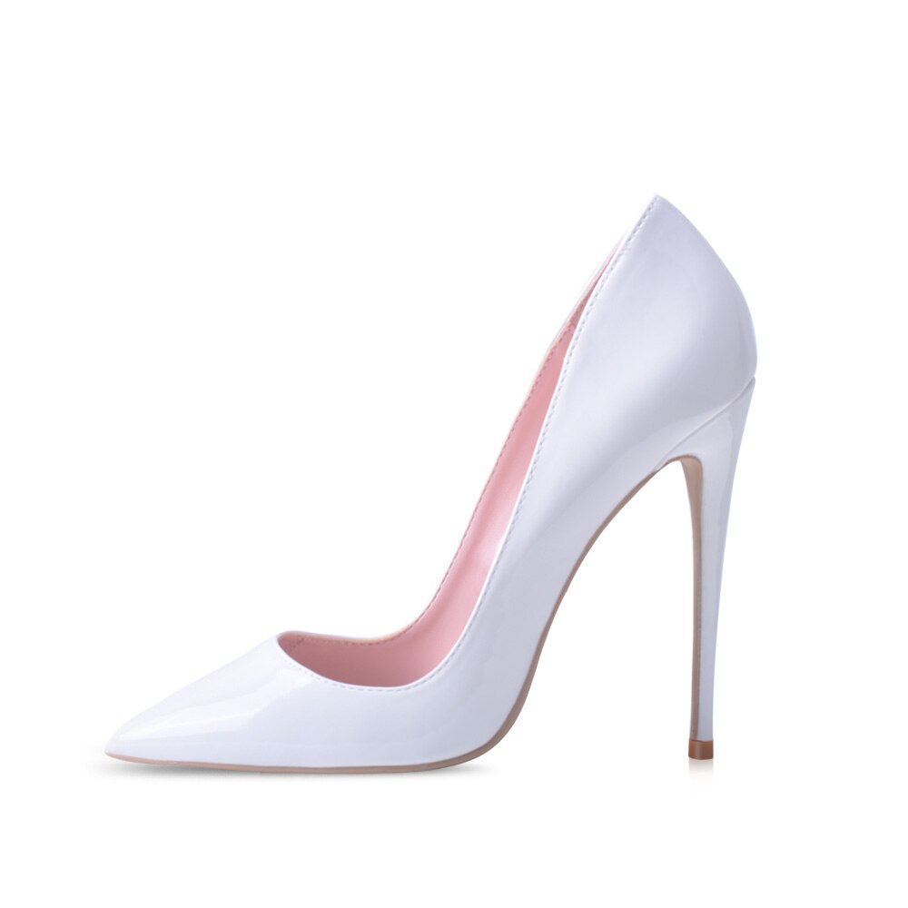 GENSHUO Boutique Lady White Heels Pumps Sexy Stiletto Heels 10CM High ...